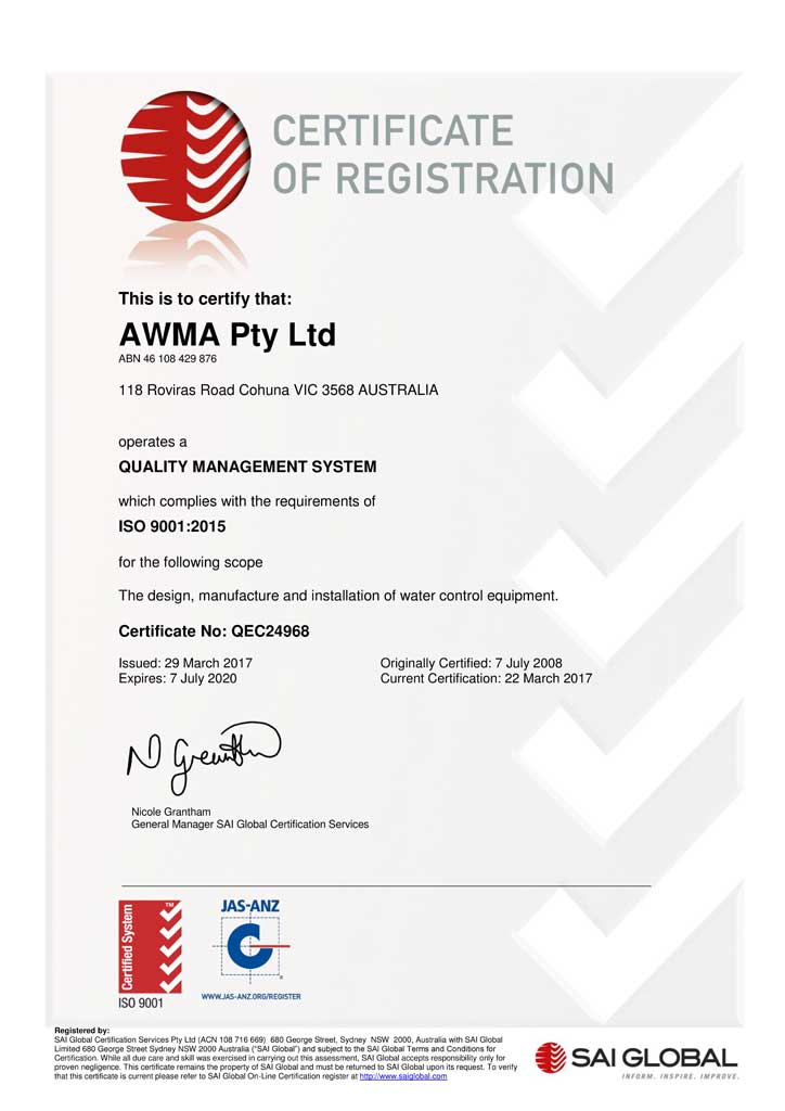 Downloads | Water Control Solutions | Water Gates | AWMA
